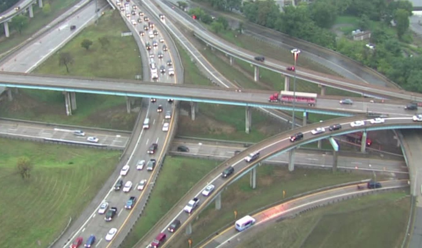 Two Highway Backups Converge Into One Giant Traffic Jam